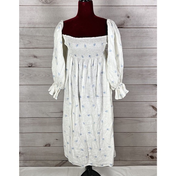 Sleeper | Dresses | Sleeper Atlanta Off The Shoulder Smocked Linen Midi ...
